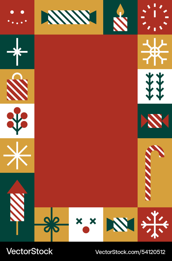 Christmas candy and snowflake border with red Vector Image