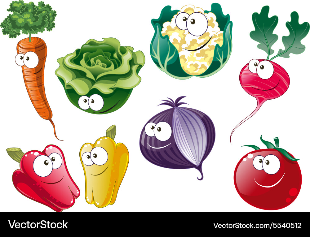 Cute Cartoon Vegetables Royalty Free Vector Image