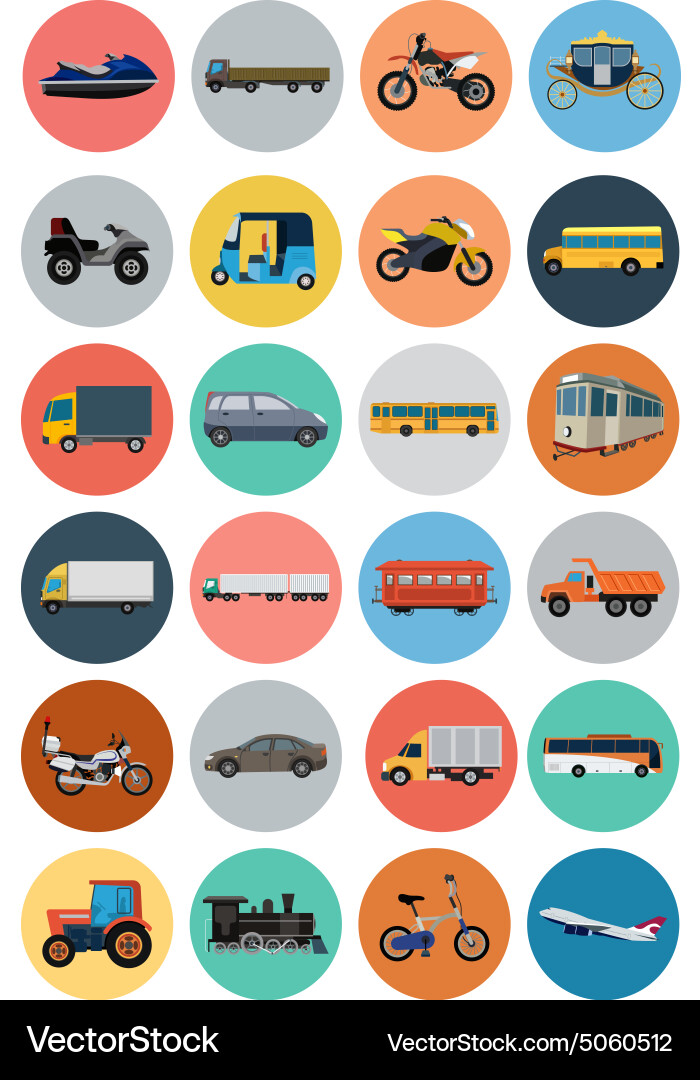Flat transport icons 4 Royalty Free Vector Image