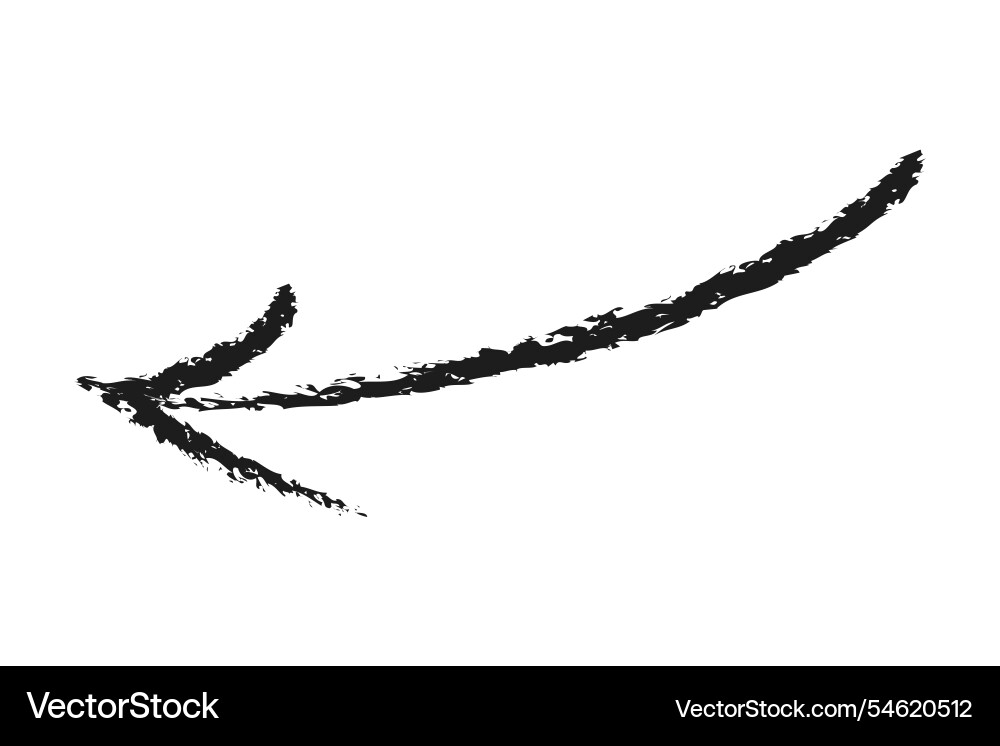Harcoal arched arrow left hand drawn Royalty Free Vector