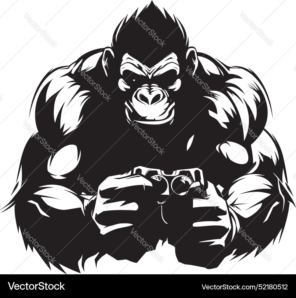 Mighty monkey mastery gamepad gladiator logo Vector Image