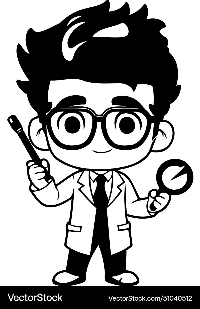 Scientist with magnifying glass Royalty Free Vector Image