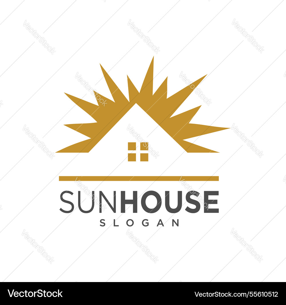 Sun house logo template design Royalty Free Vector Image
