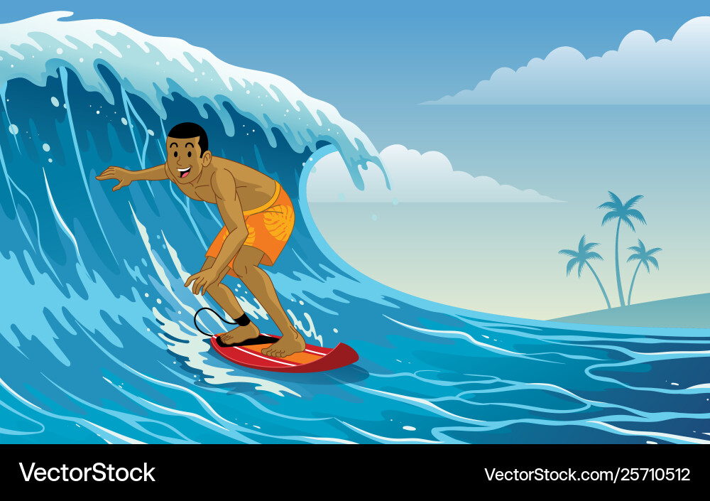 Surfer playing surfing on waves Royalty Free Vector Image