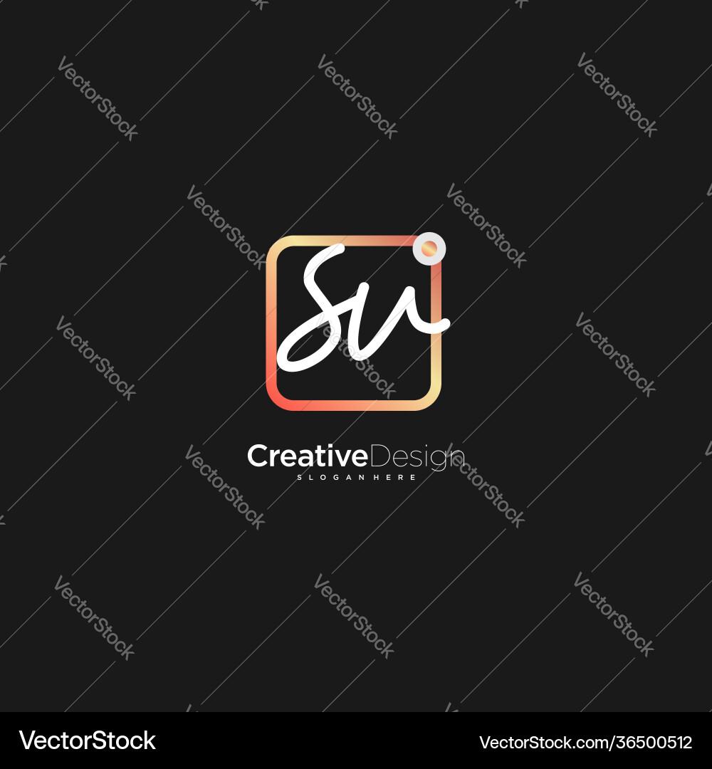 Sv initial letter handwriting logo art hand drawn Vector Image