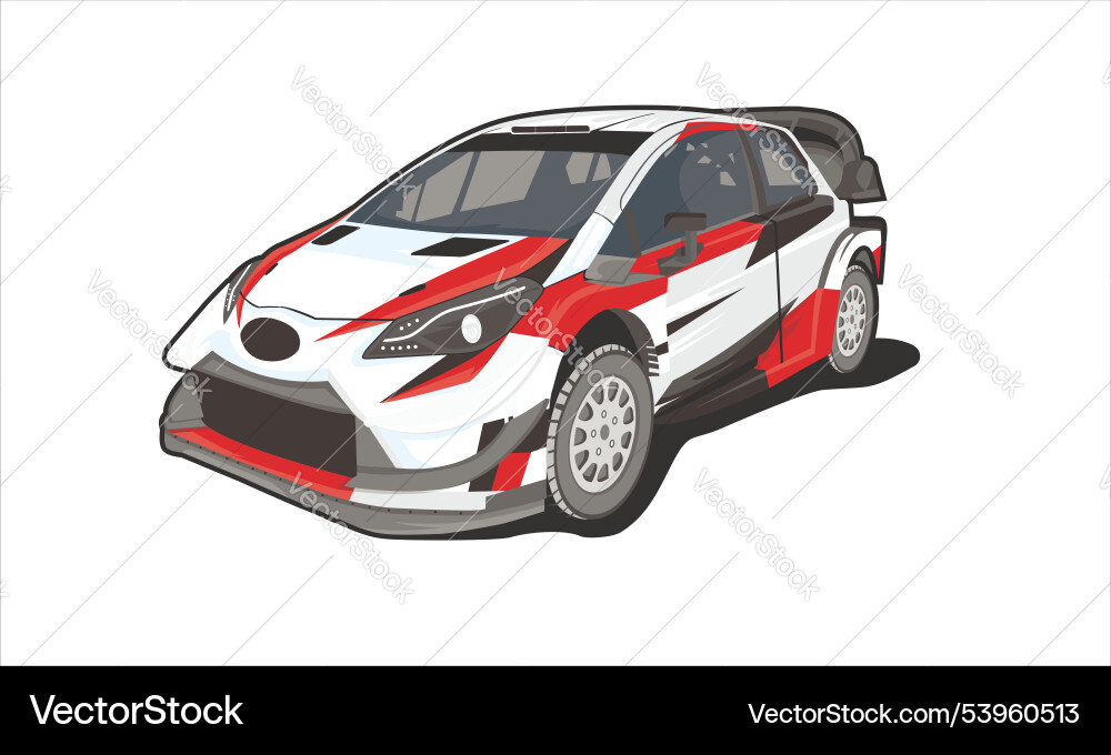 A high-performance rally car with a bold livery Vector Image