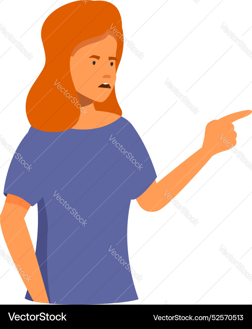 Angry woman pointing finger accusingly at someone Vector Image