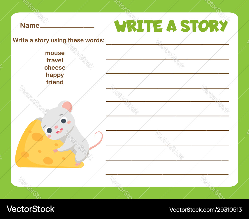 Animals theme writing prompt for kids blank Vector Image