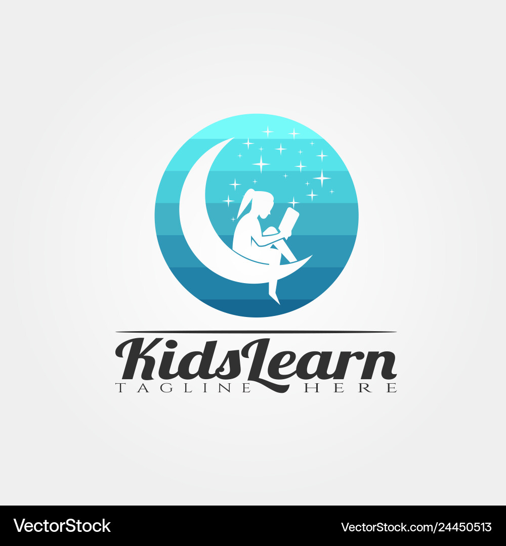Children learning logo designkid learn Royalty Free Vector