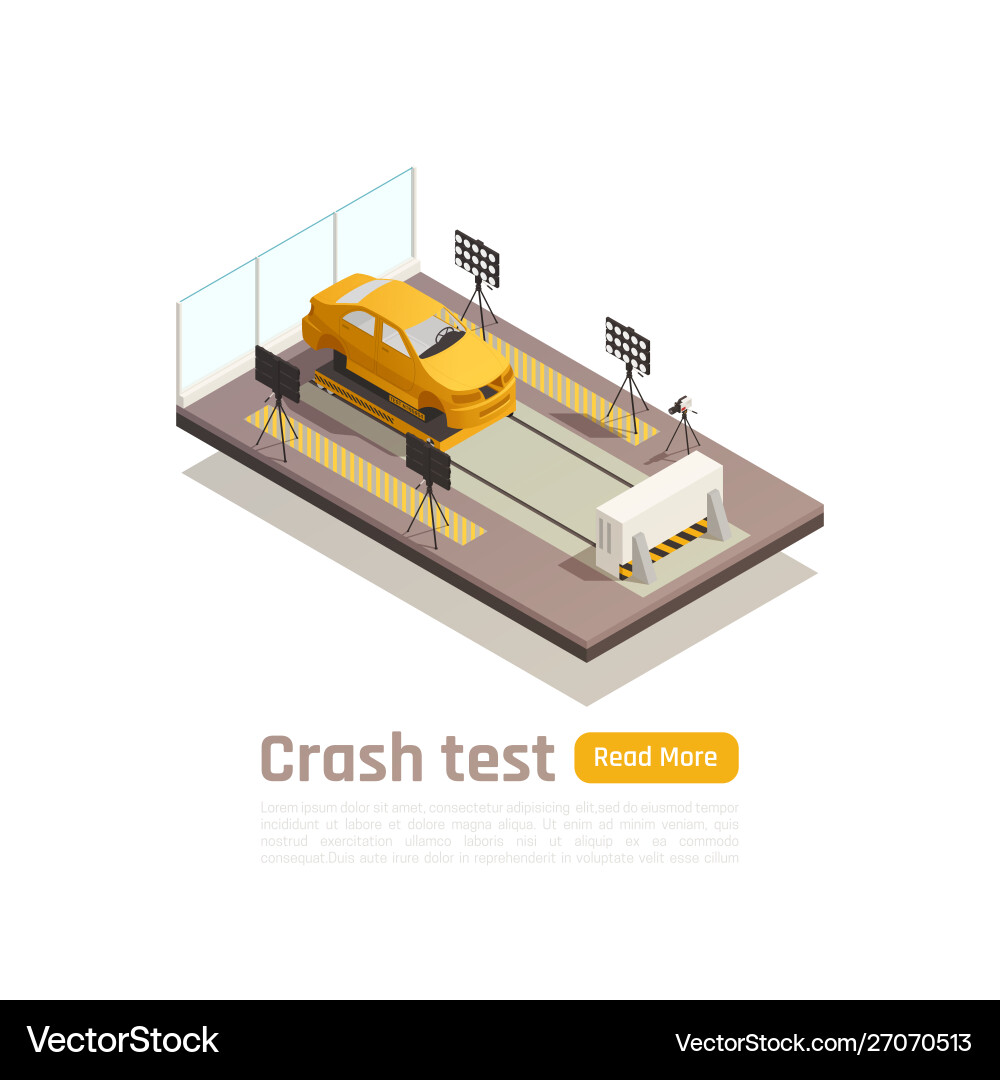 Crash test car composition Royalty Free Vector Image