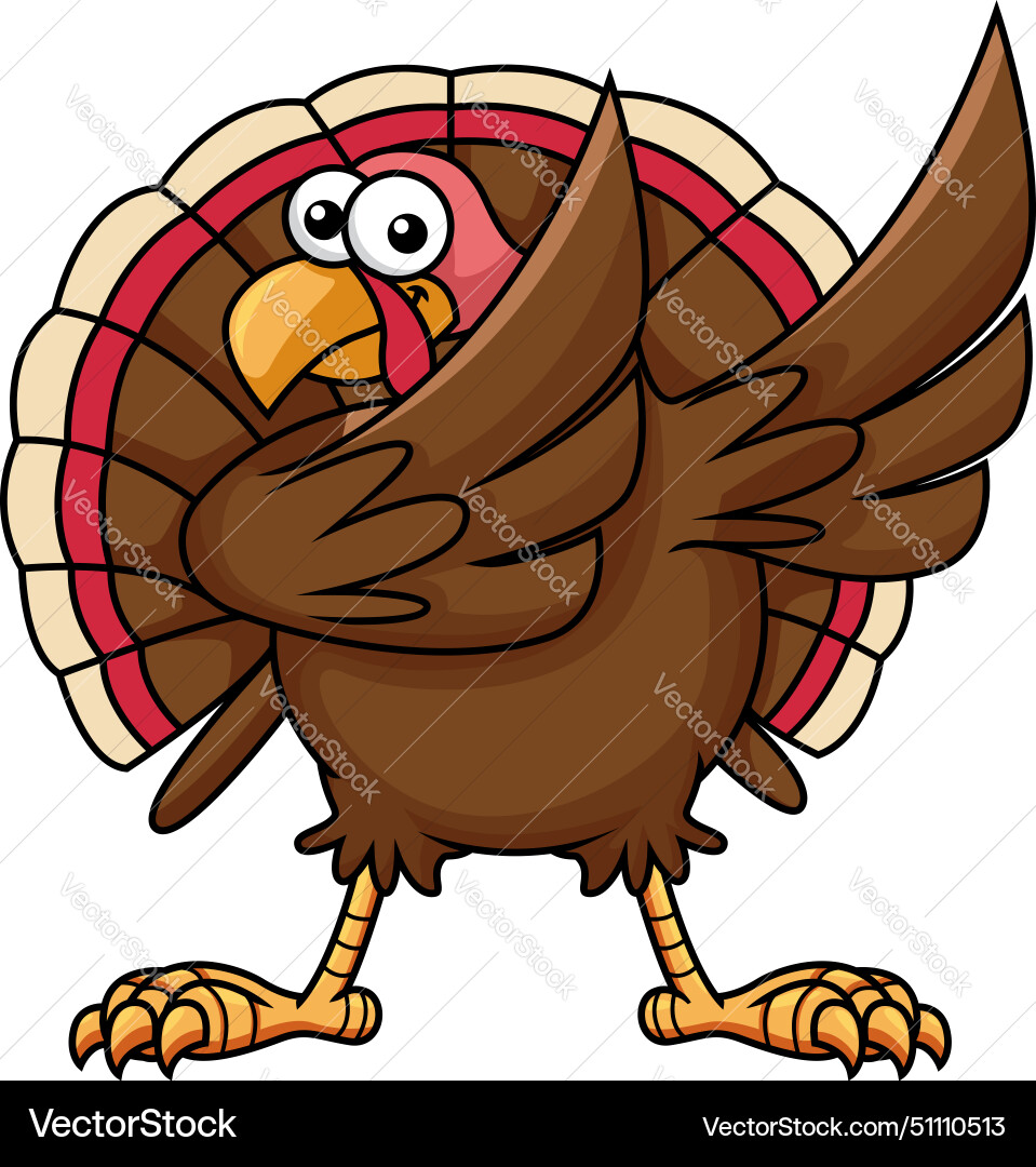 Dabbing turkey character cartoon clip art Vector Image