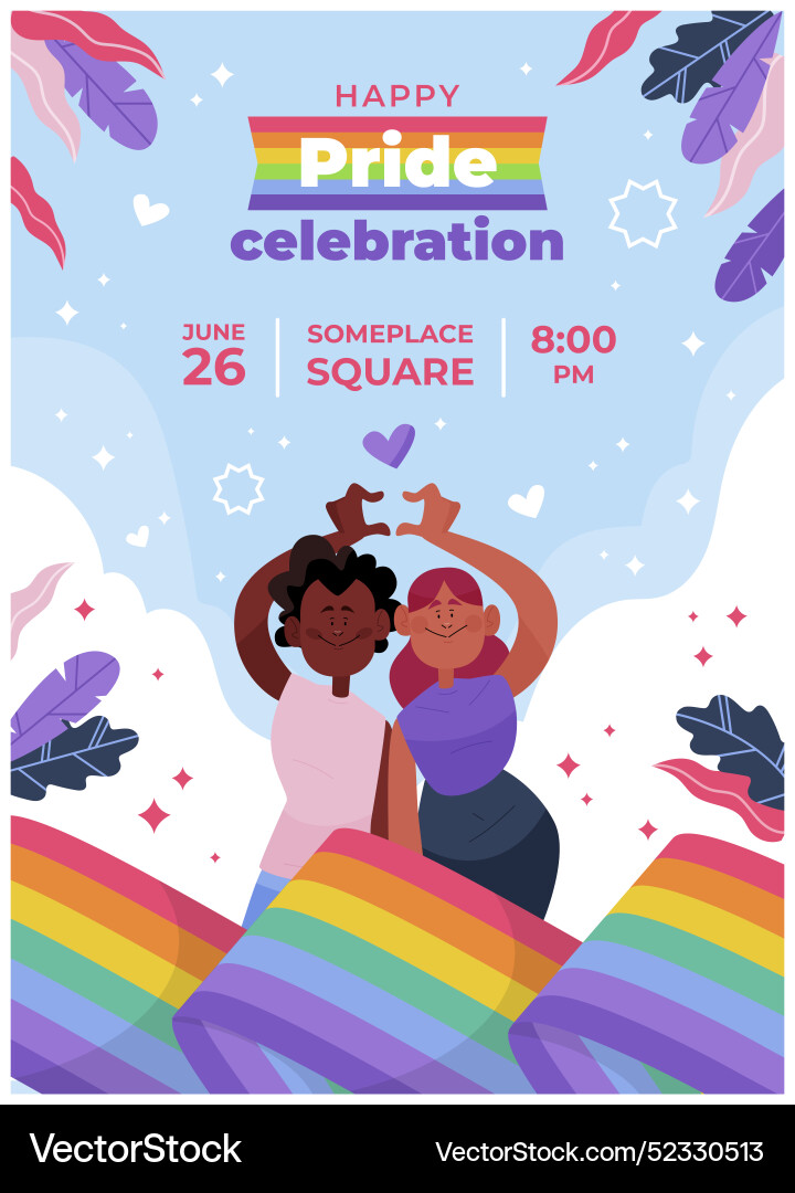 Flat lgbt pride month vertical flyer template Vector Image