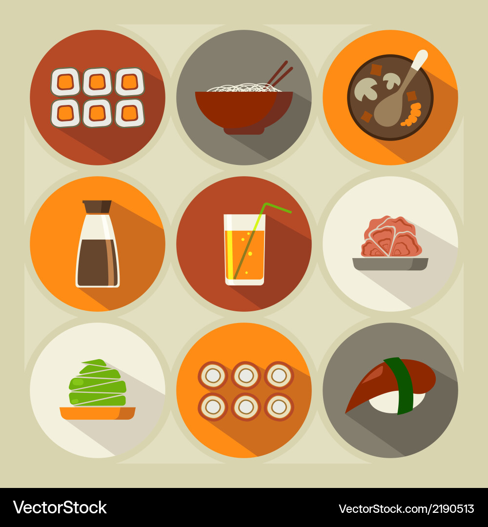 Japanese Food Icons Royalty Free Vector Image - VectorStock