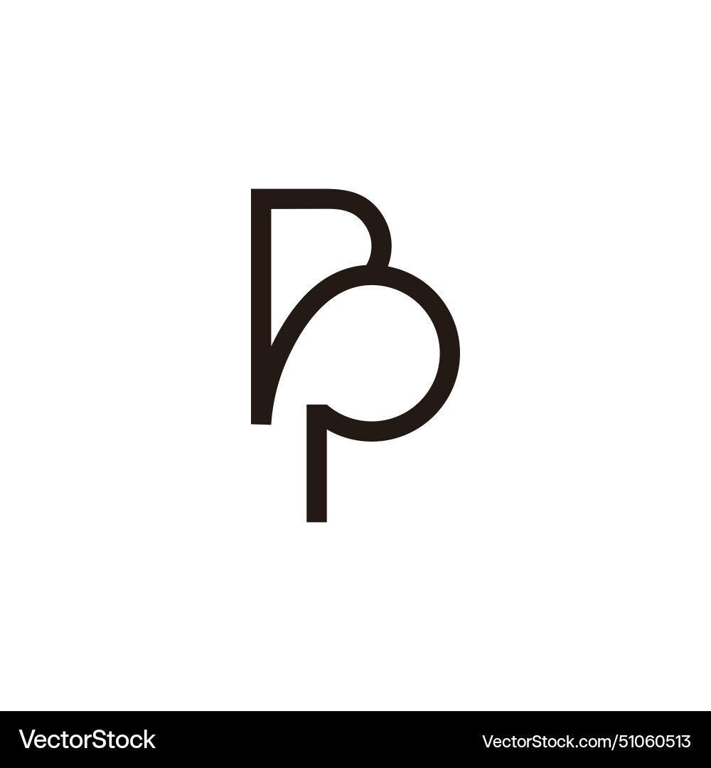 Letter pb monoline simple geometric logo Vector Image