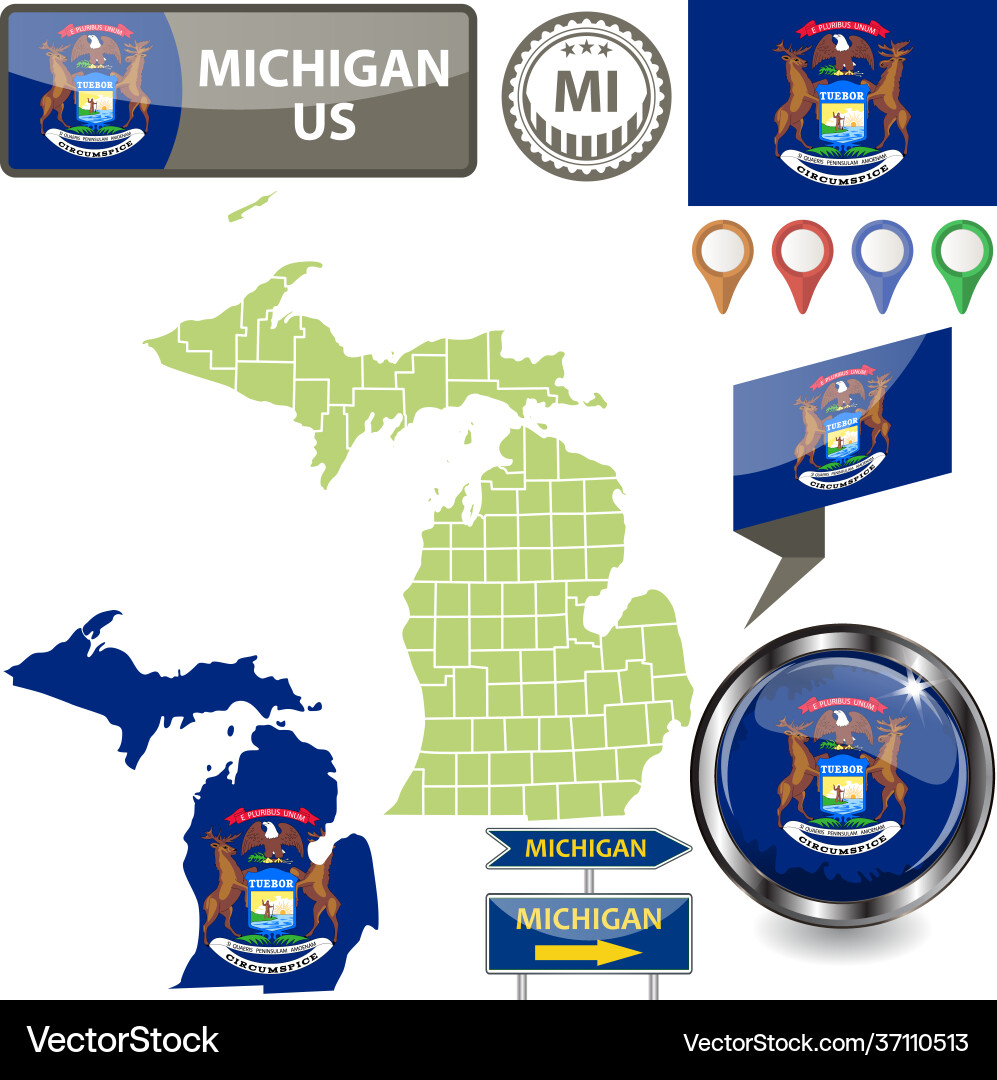 Map michigan us Royalty Free Vector Image - VectorStock