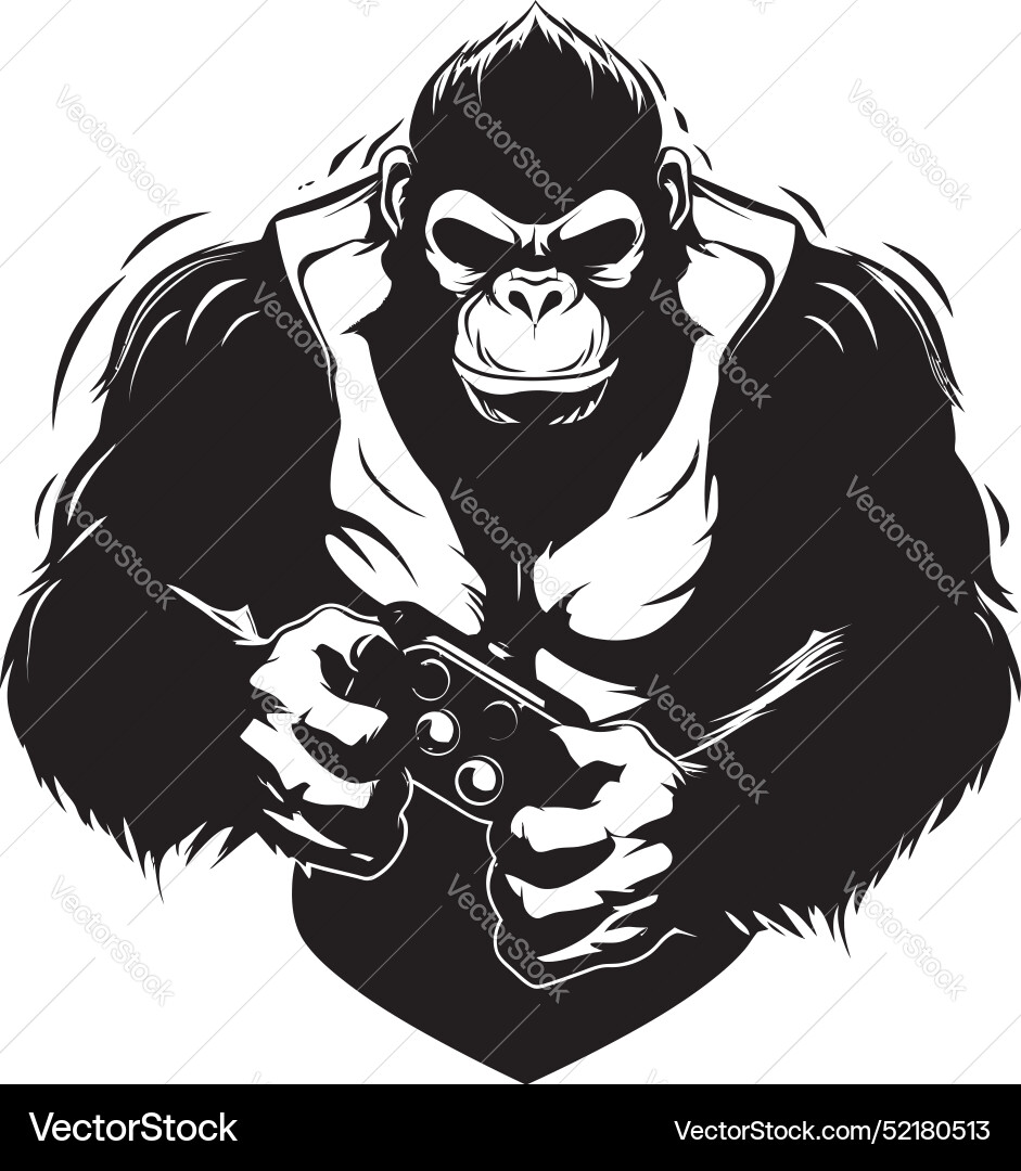 Primate powerplay muscular ape icon gamepad Vector Image
