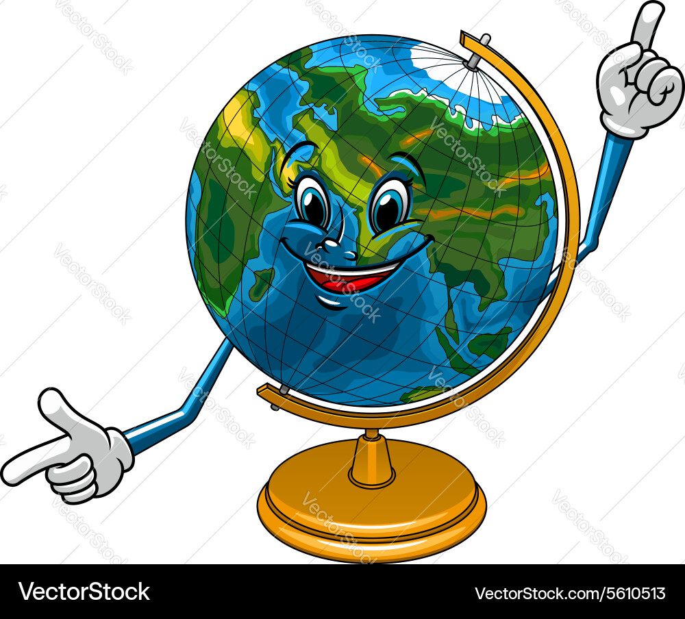 School geographical globe cartoon character Vector Image