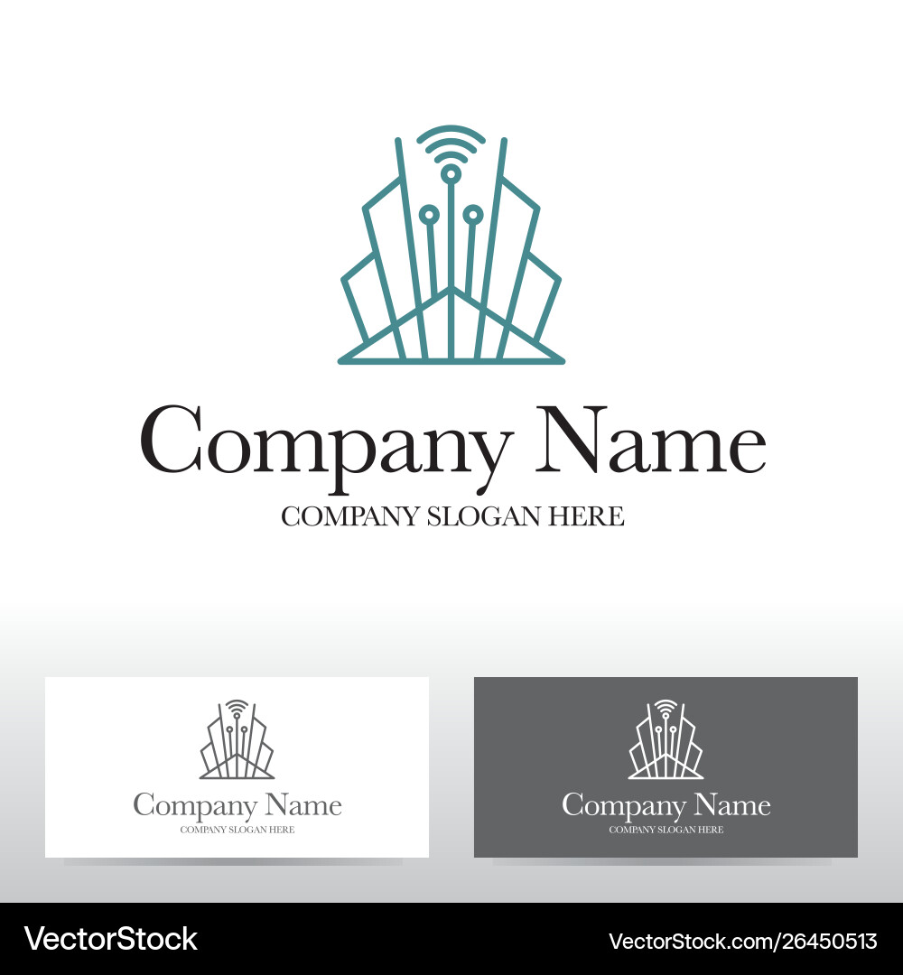 Smart house logo design and template Royalty Free Vector