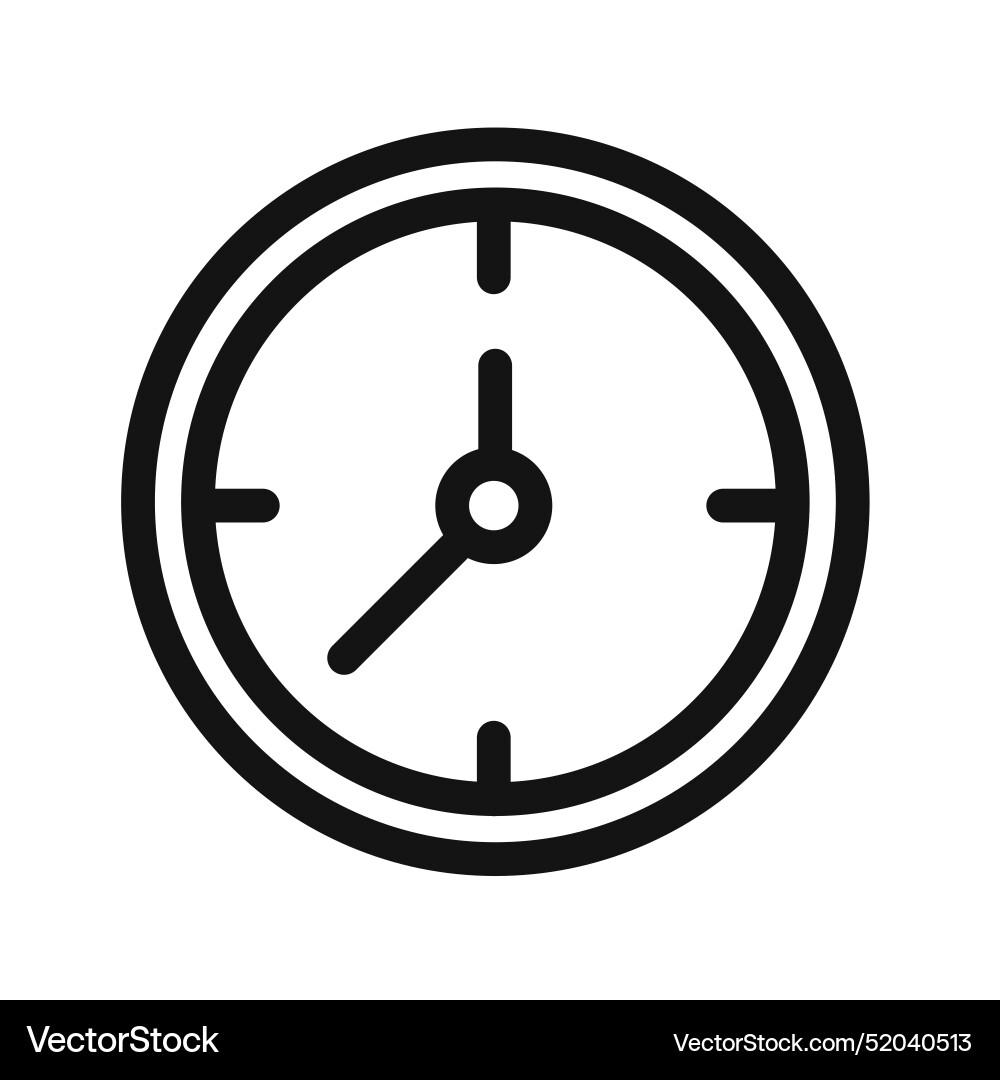 Time clock watch icon black and white sign Vector Image