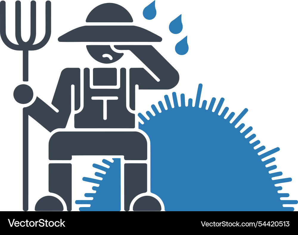 Tired farmer resting in field icon Royalty Free Vector Image