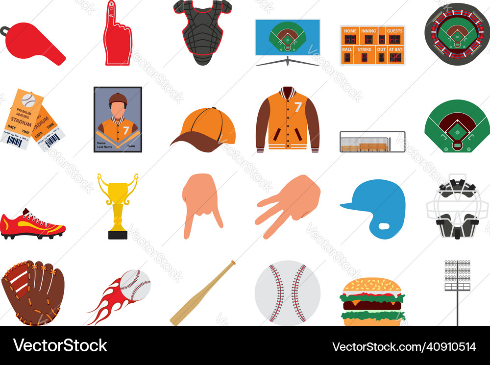 Baseball icon set Royalty Free Vector Image - VectorStock