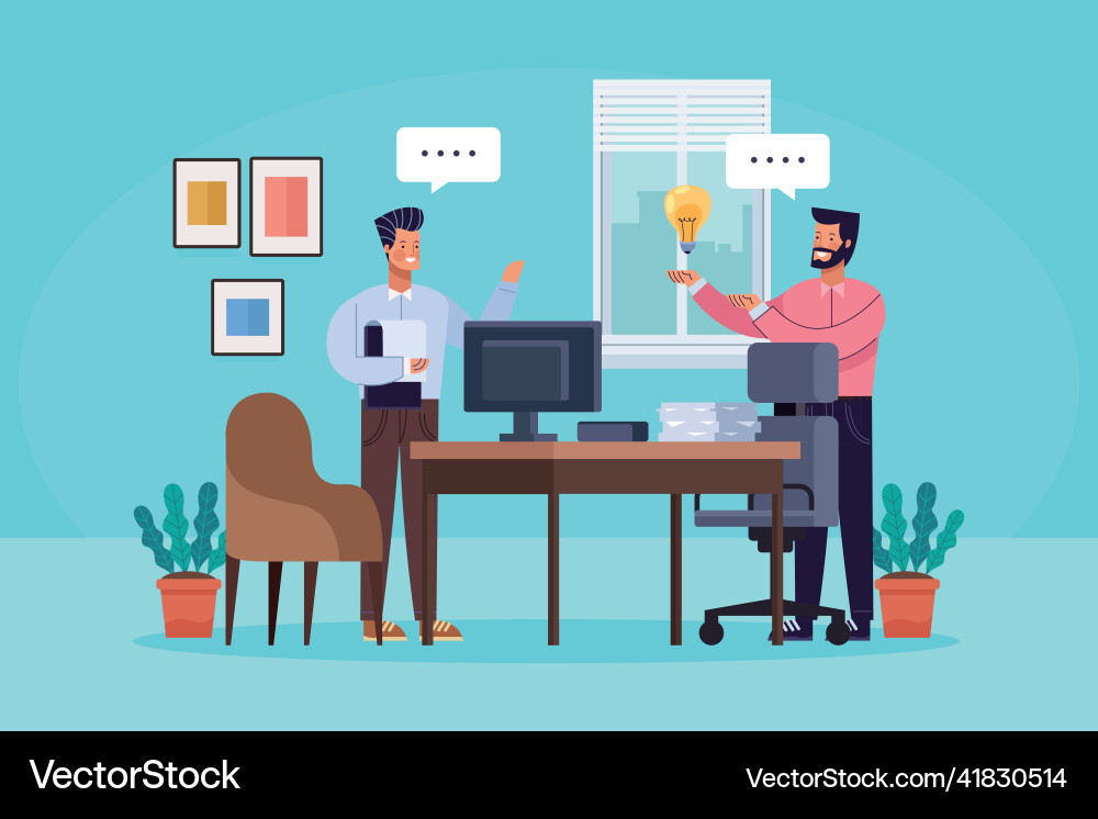Businessmen in workplace Royalty Free Vector Image