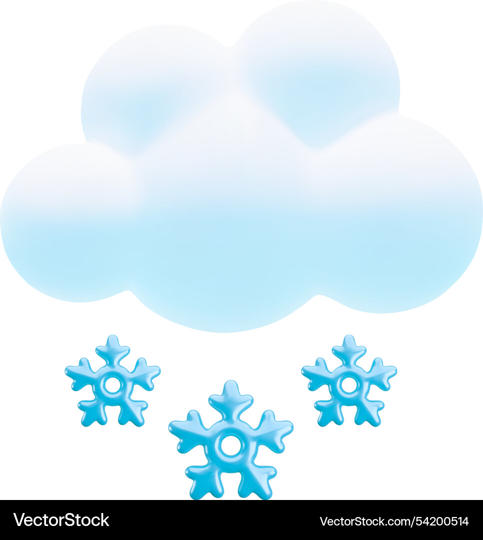 Cartoon 3d snowy weather icon cute render Vector Image