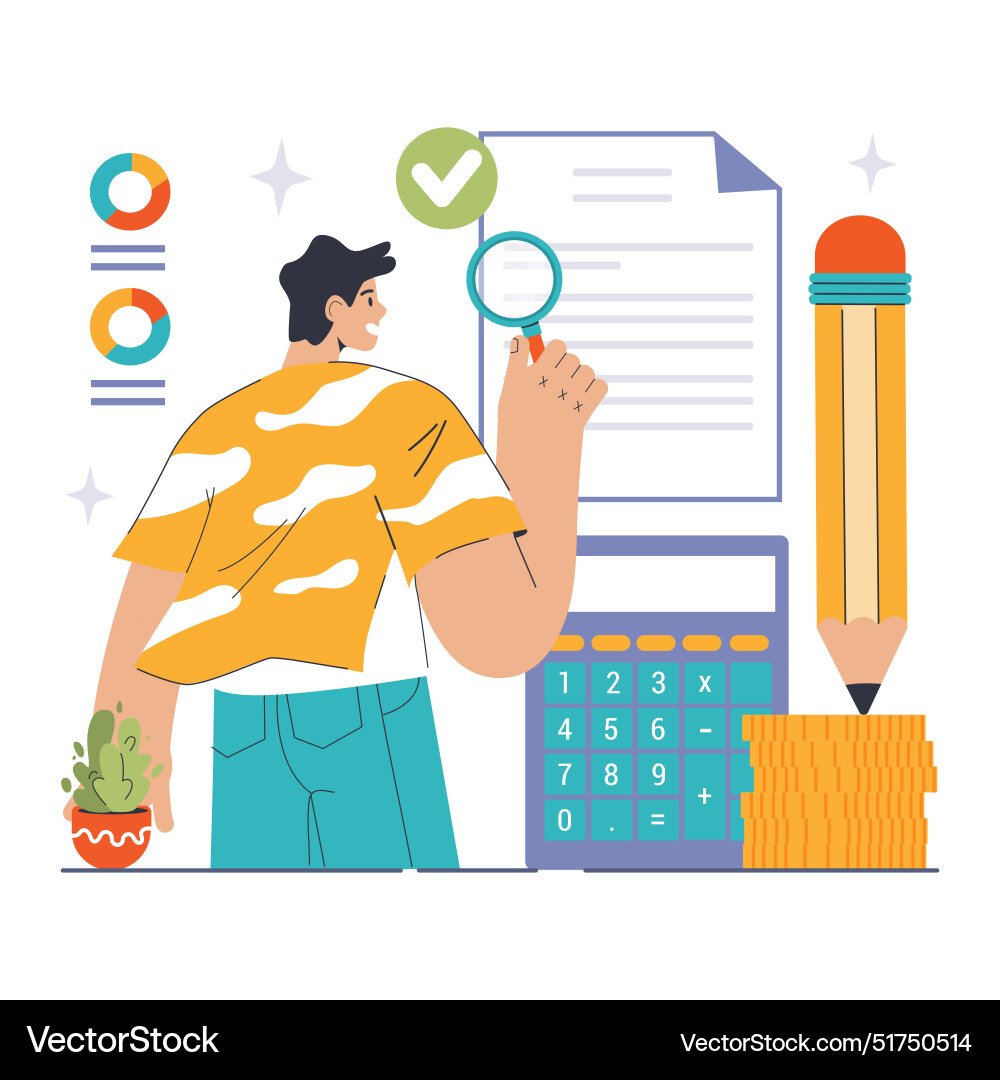 External audit concept flat Royalty Free Vector Image