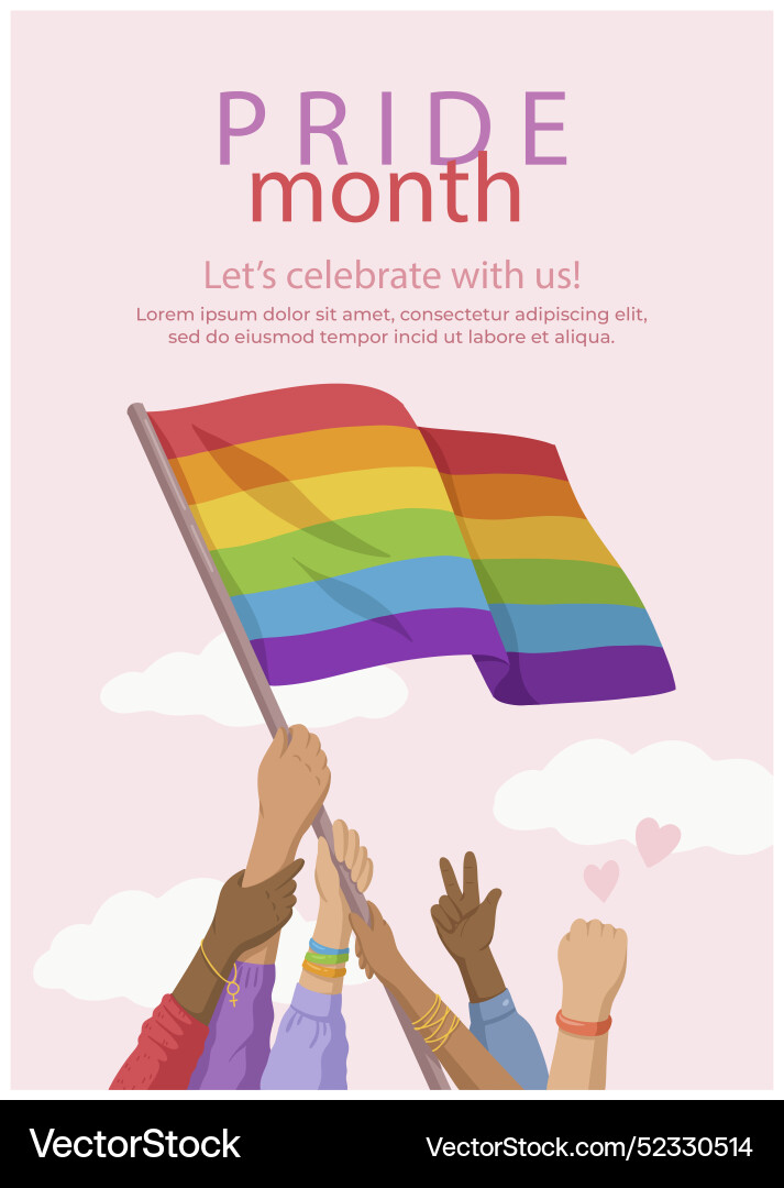 Flat lgbt pride month vertical flyer template Vector Image
