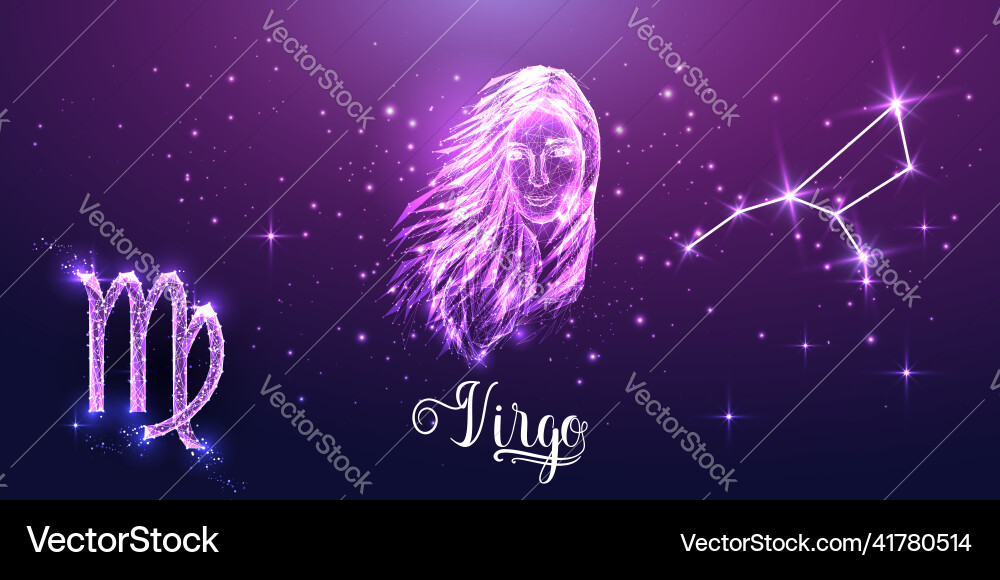 Futuristic virgo zodiac sign on dark purple Vector Image