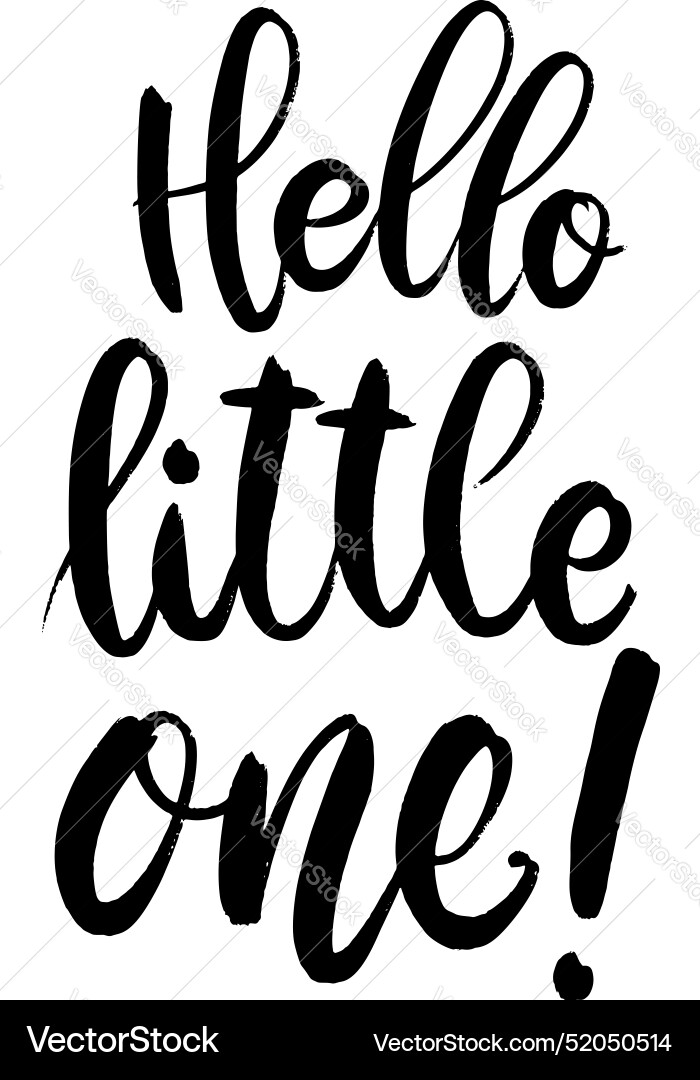 Hello little one lettering phrase isolated Vector Image