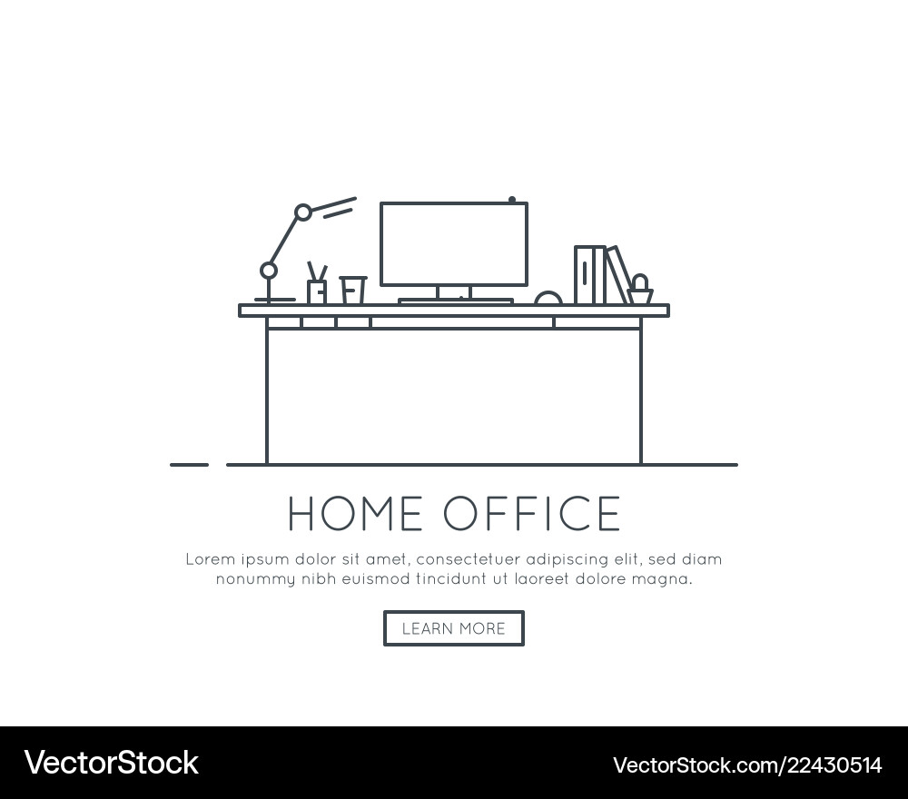 Home office interior Royalty Free Vector Image