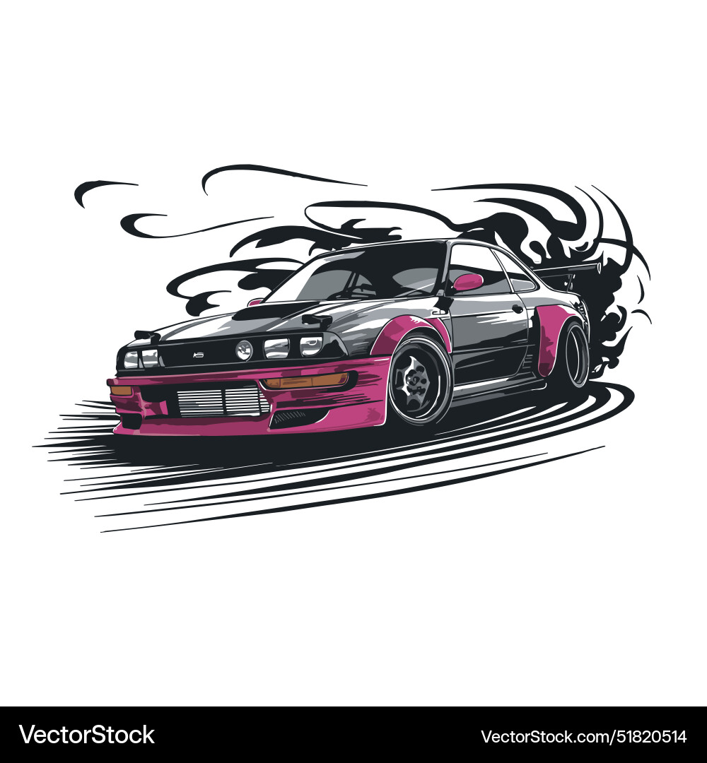 Japanese vintage car drifting Royalty Free Vector Image