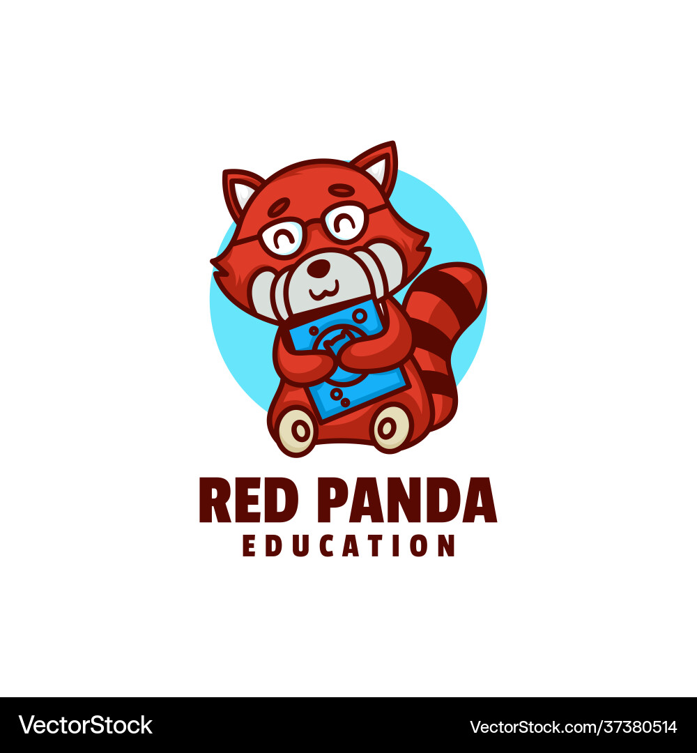 Logo rot panda mascot Cartoon Stil Lizenzfreies Vektorbild