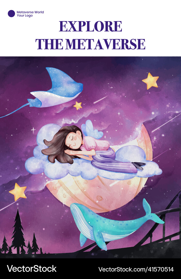 Poster template with metaverse technology Vector Image