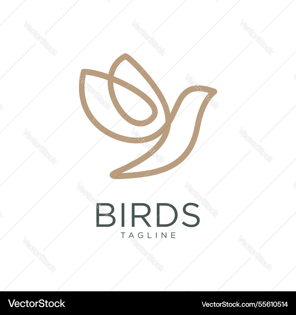 Simple bird logo line art design Royalty Free Vector Image