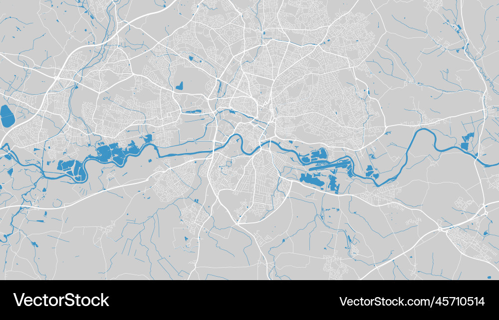 Trent river map nottingham city england Royalty Free Vector