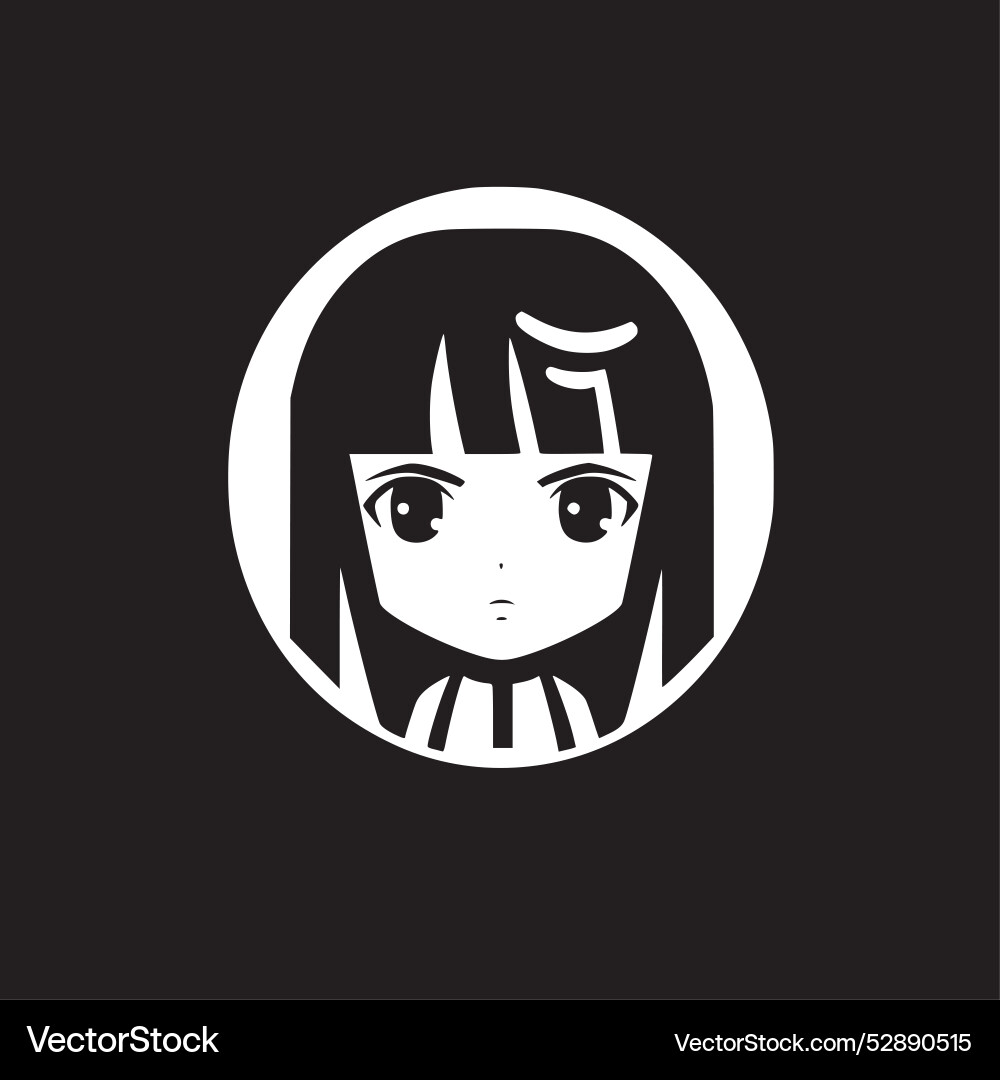 Anime - black and white isolated icon Royalty Free Vector