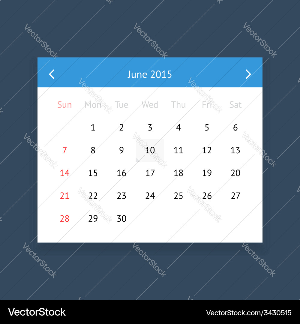 Calendar page for june 2015 Royalty Free Vector Image