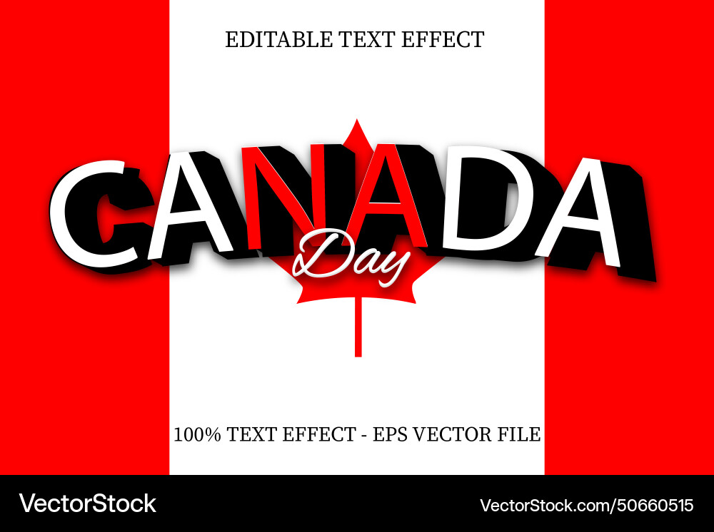 Canada day text effect modern style Royalty Free Vector
