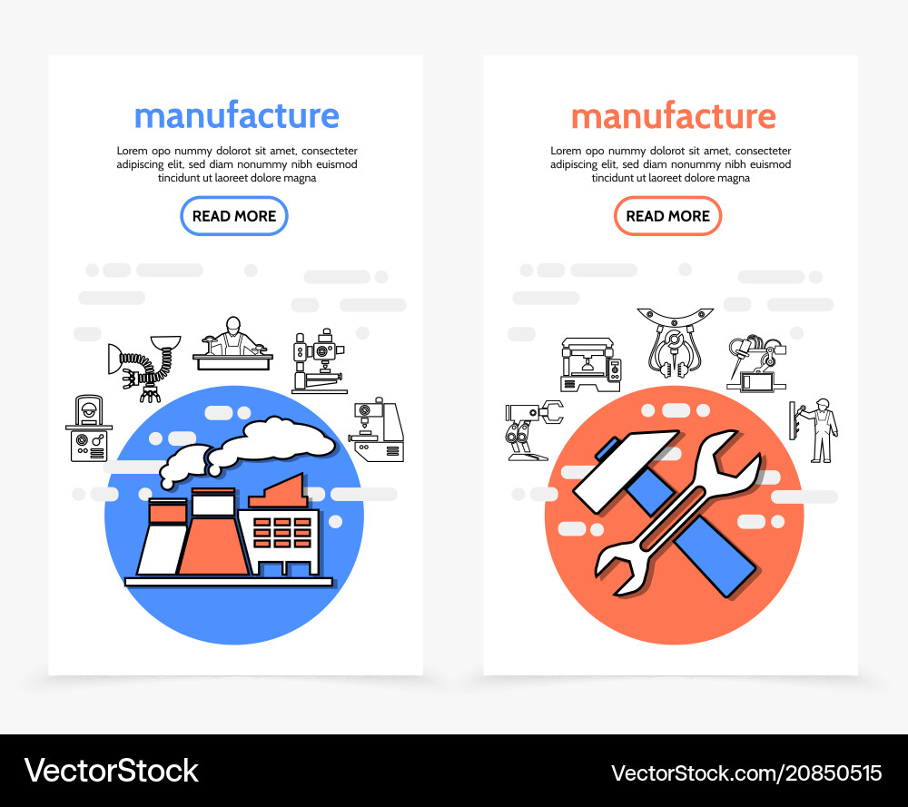 Industrial Production Banners Royalty Free Vector Image