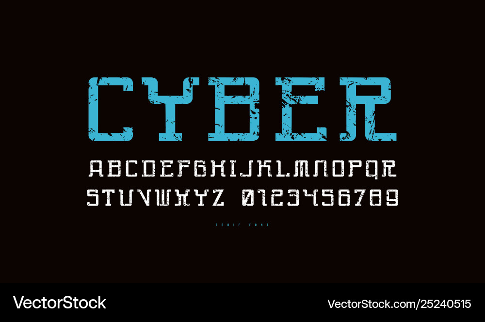 Monospaced serif font in cyber style Royalty Free Vector