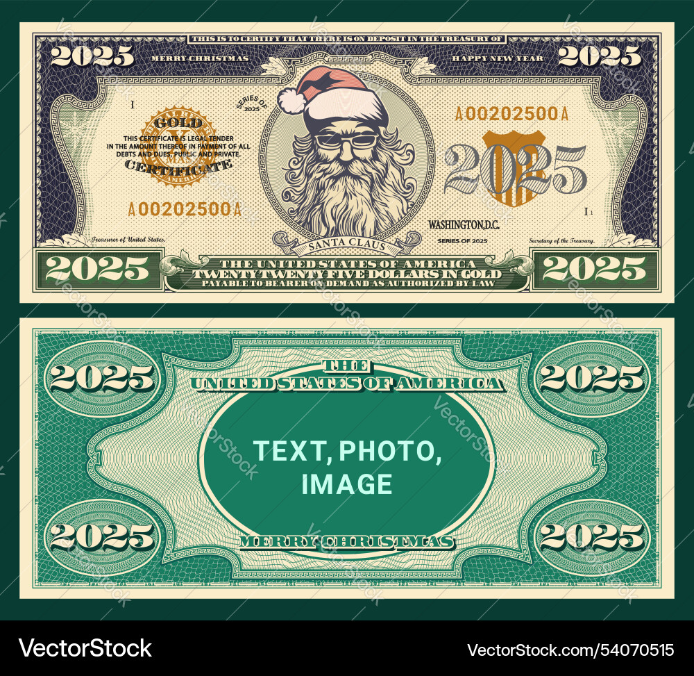 Obverse reverse of banknote 2025 dollars Vector Image