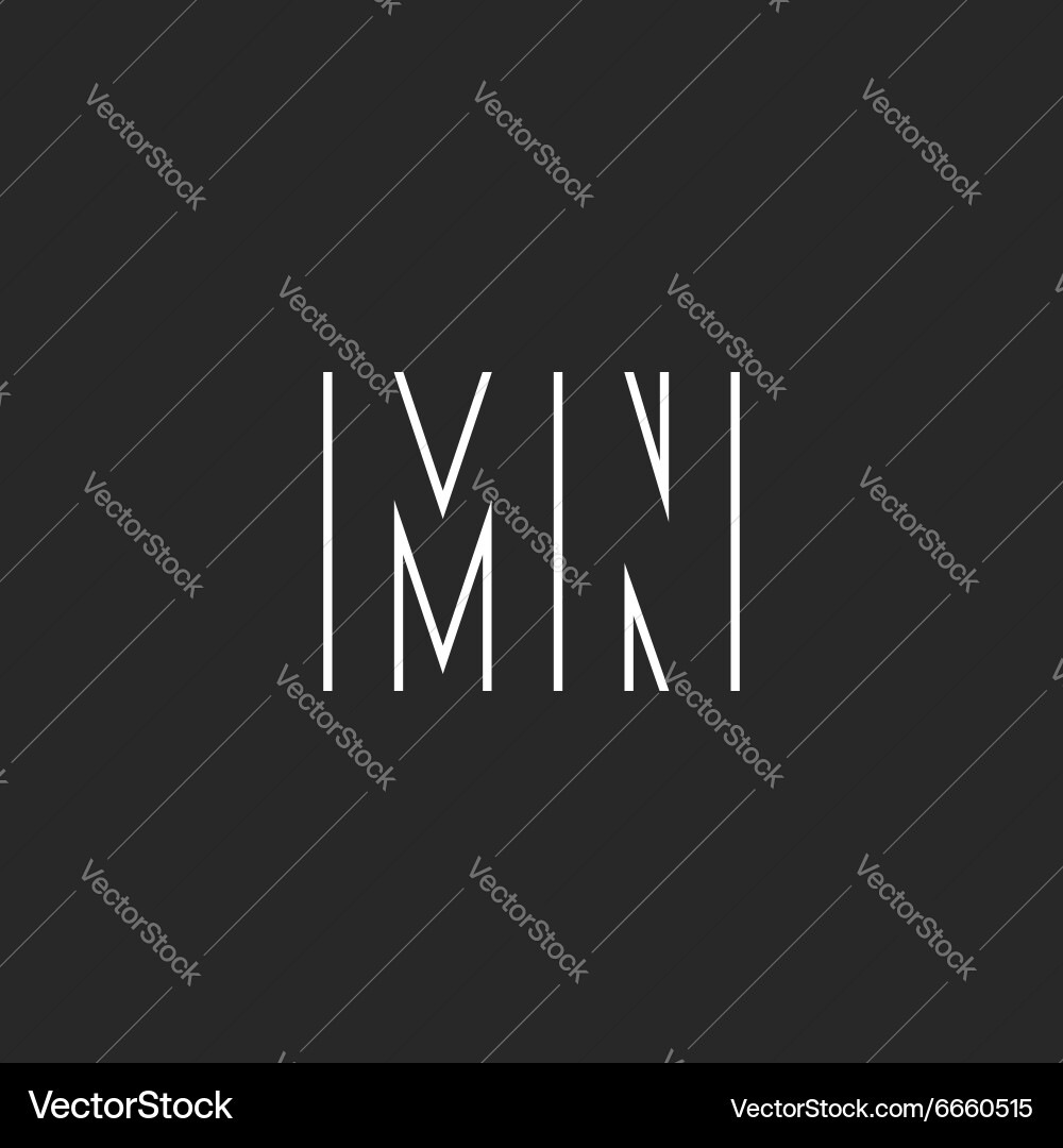 Pair letters mn logo monogram hipster couple m n Vector Image