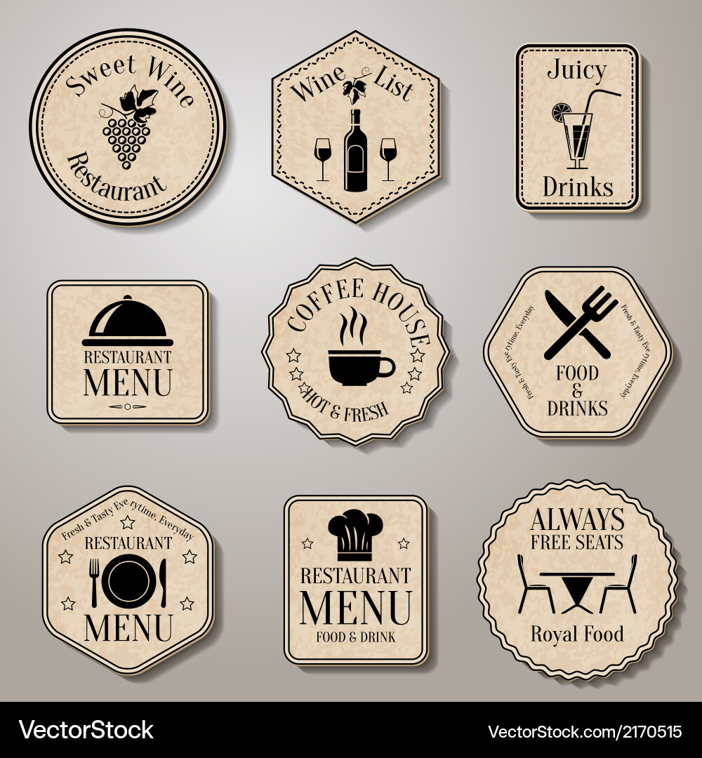 Restaurant menu labels Royalty Free Vector Image