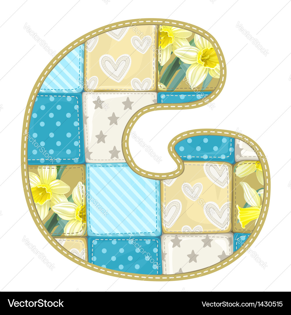 Roundish font from quilted multi-colored Vector Image