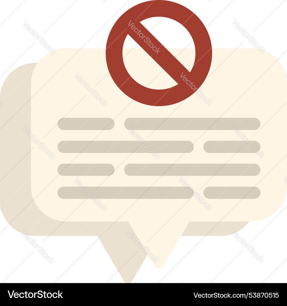 Speech bubble with forbidden symbol denoting Vector Image