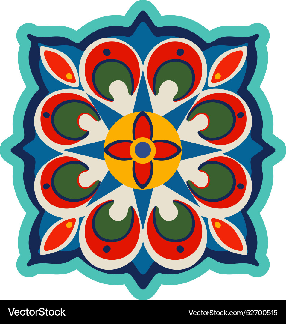 Vibrant symmetrical traditional mexican tile Vector Image