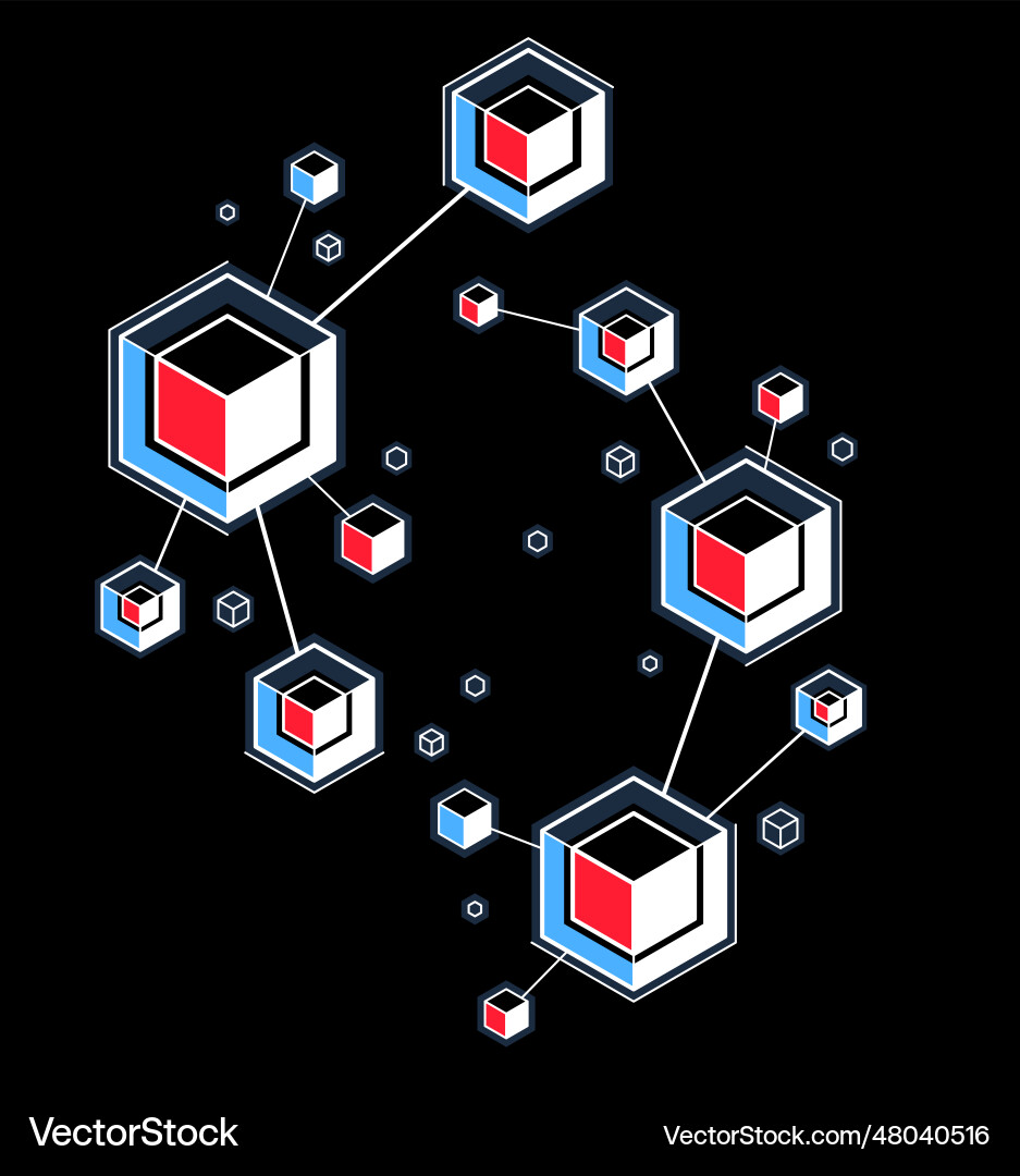 Abstract tech geometric background over dark Vector Image