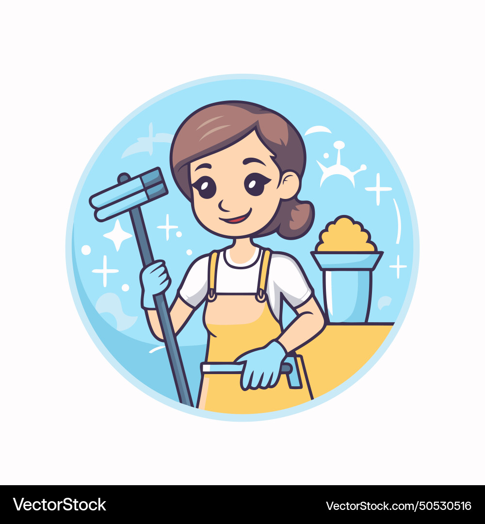 Cleaning lady character service Royalty Free Vector Image